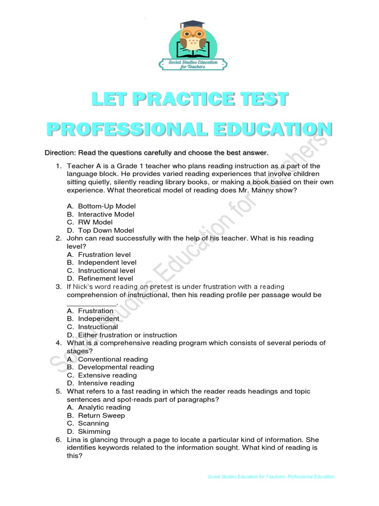 PROFESSIONAL EDUCATION Let Review | PDF | Educational Assessment | Test ...