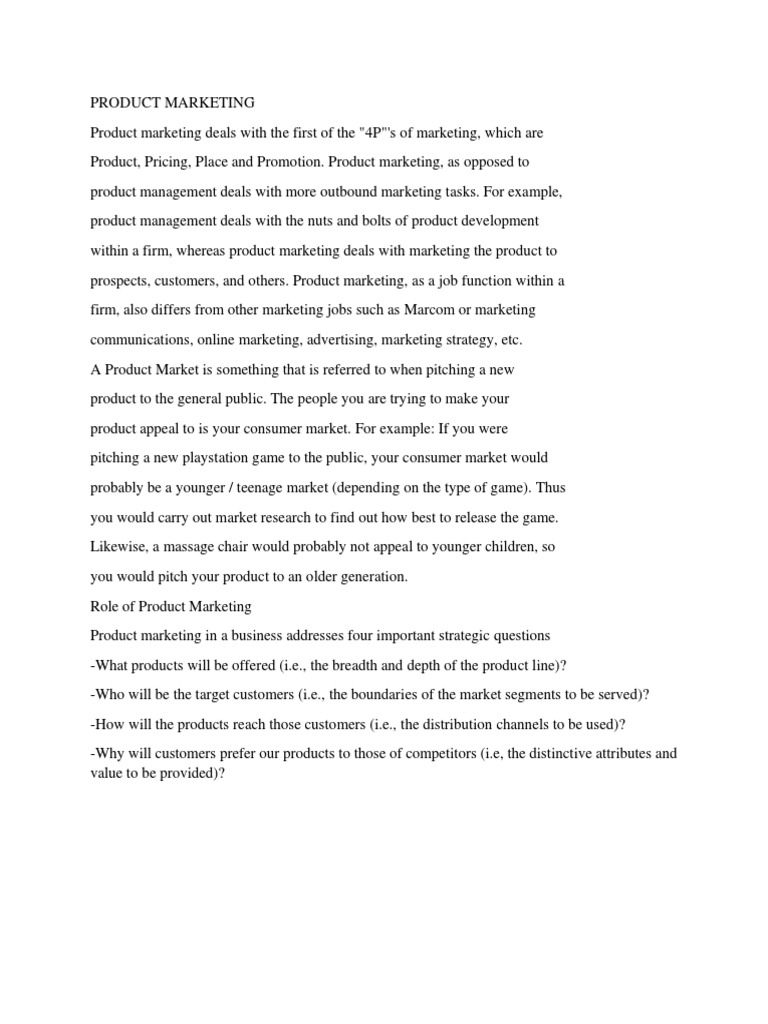 Product Marketing | PDF | Marketing | Business