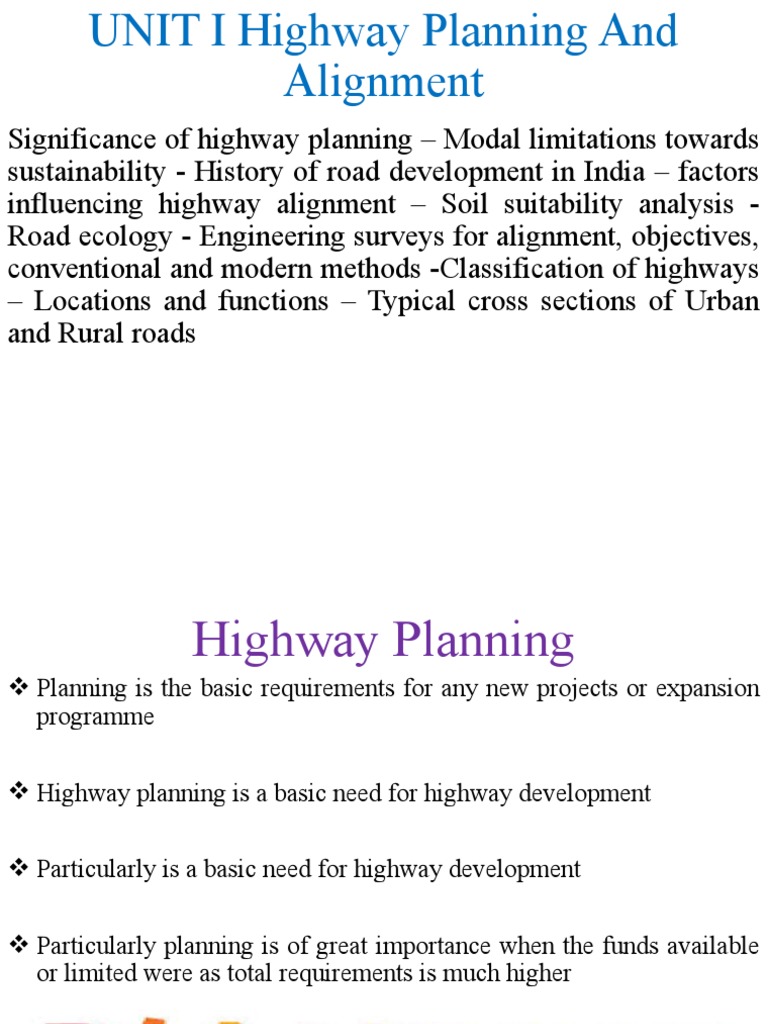 Unit-1 Highway Planning and Alignment | PDF | Highway | Sustainability