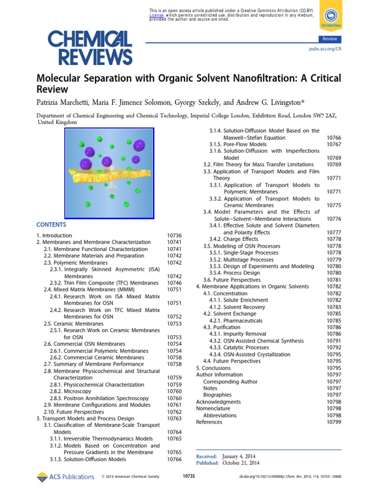 Molecular Separation With Organic Solvent Nano Filtration: A Critical ...