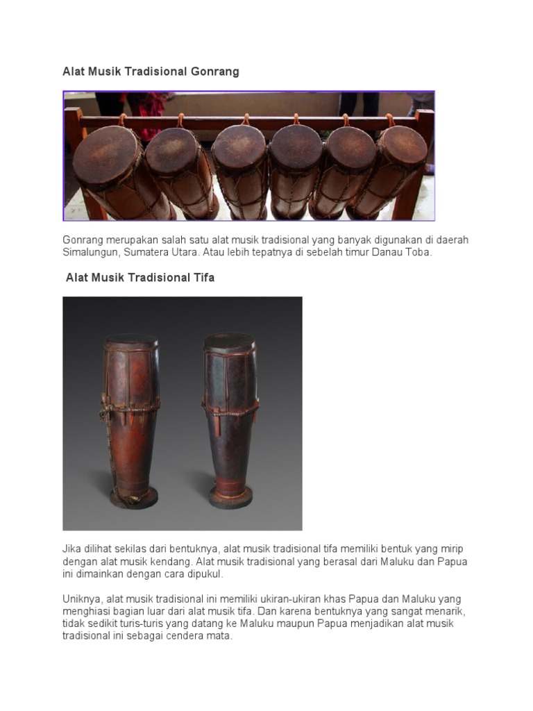 Alat Musik Tradisional Gonrang | PDF