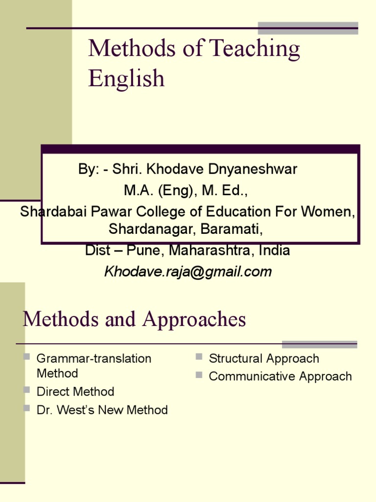 Bài số 4 - Methods of teaching English | PDF | Human Nature | Learning