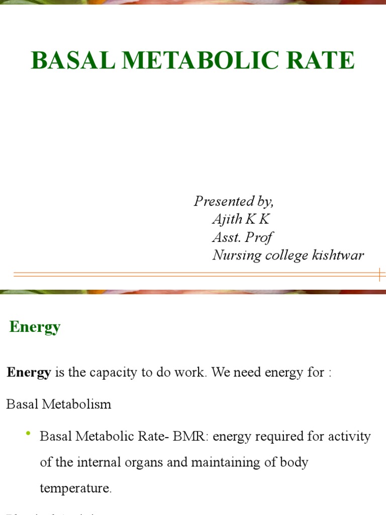 Basal Metabollic Rate (BMR) | PDF | Food Energy | Calorie