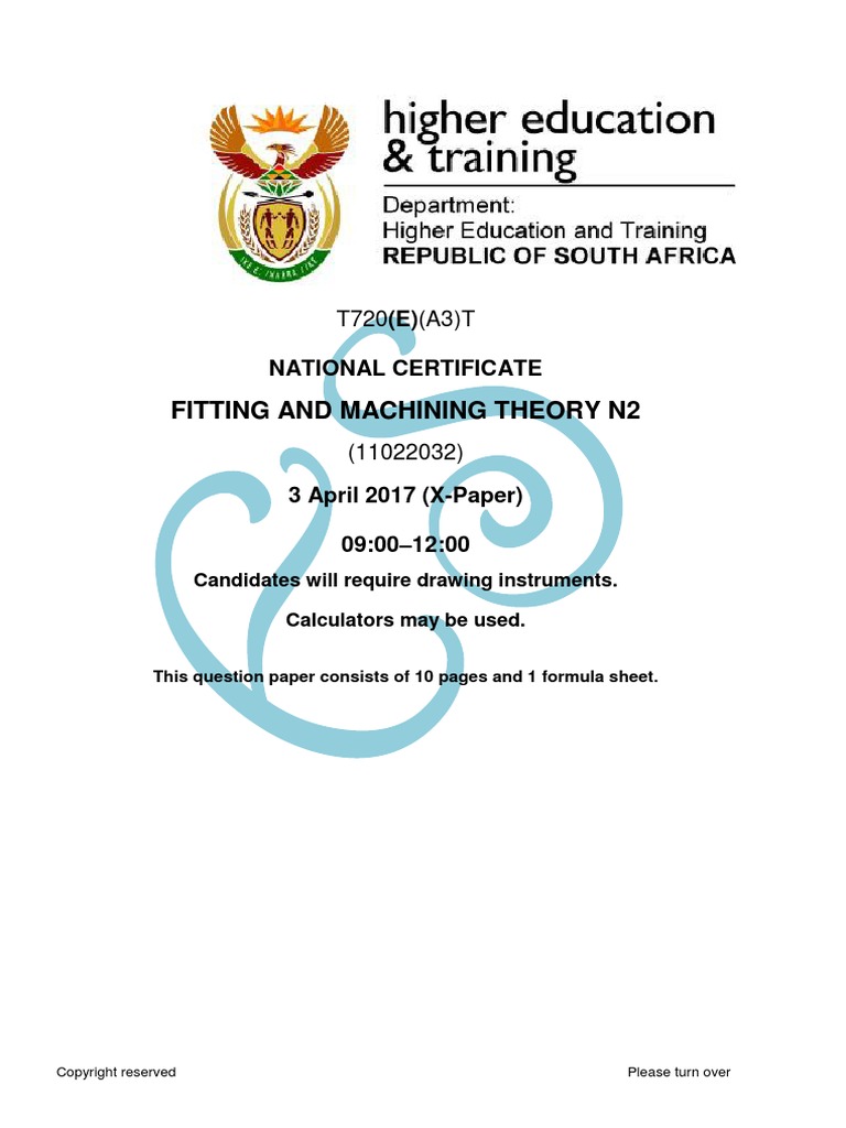 t720 Fitting and Machining Theory n2 QP Signed Off | PDF | Grinding ...