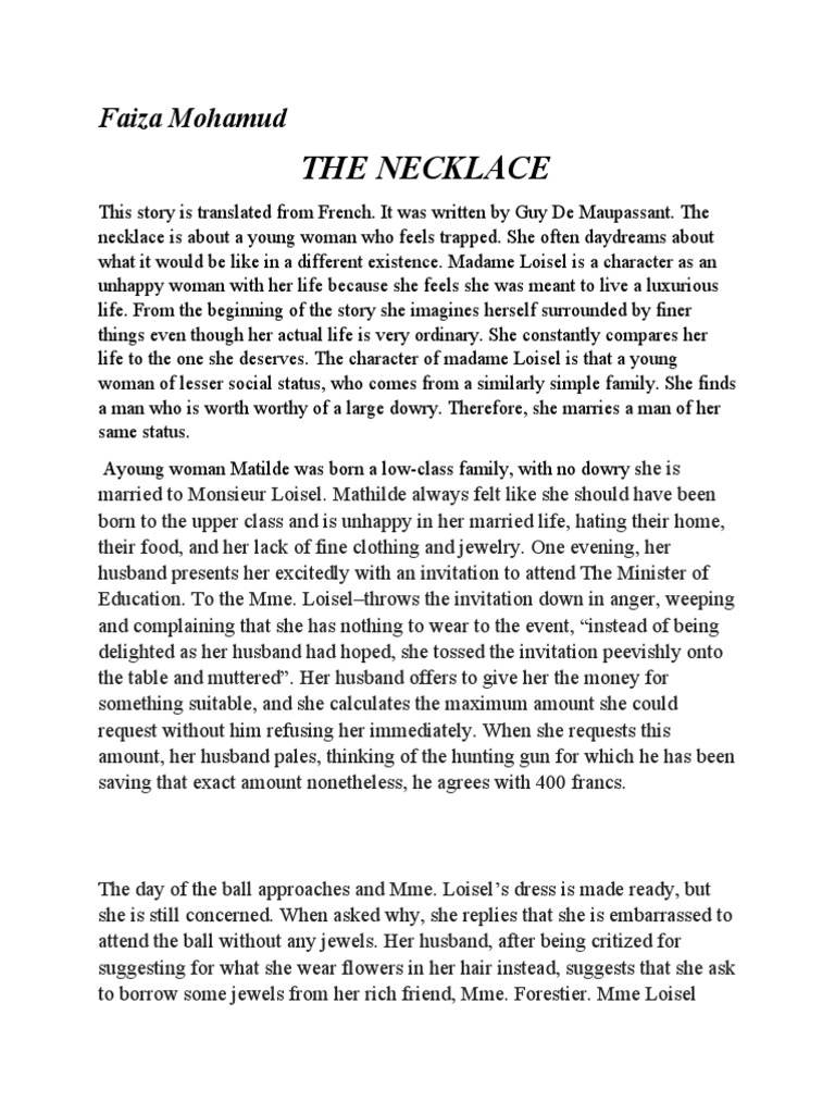 The Necklace Essay | PDF | Jewelry | Design