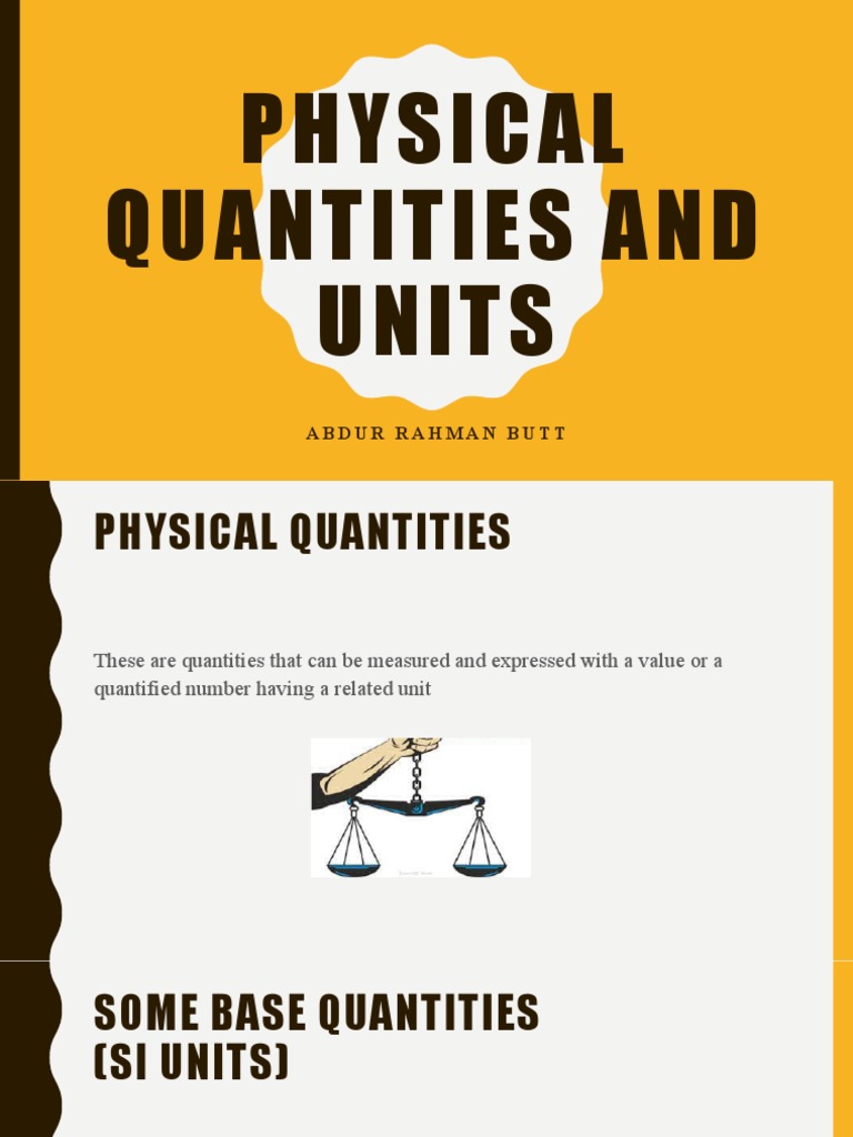 1 - Physical Quantities and Units | PDF | Metrology | Scientific Observation