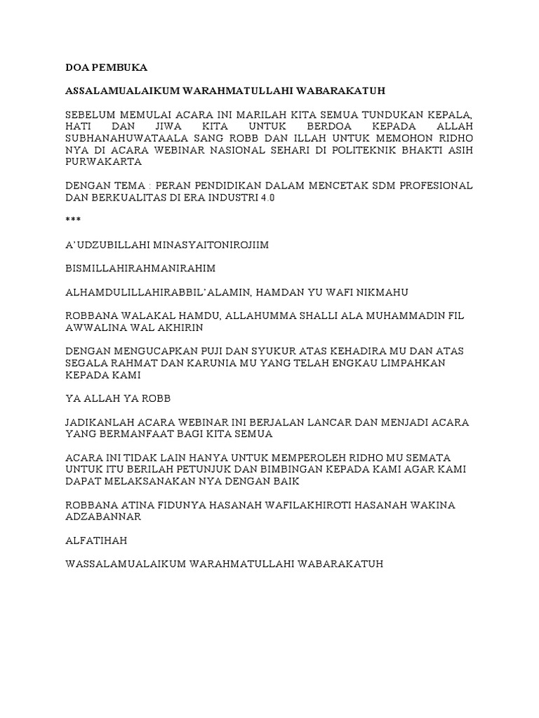 Draft Doa Pembuka | PDF | Agama & Spiritualitas