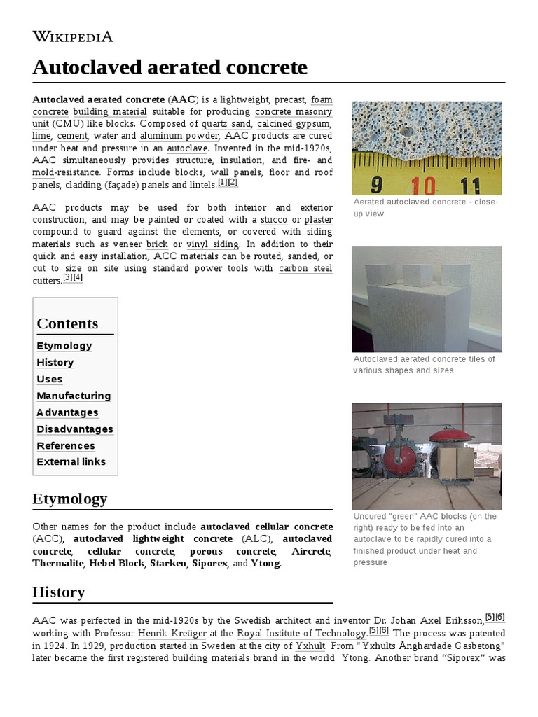 Aerated Autoclaved Concrete - Close-Up View | PDF | Structural ...