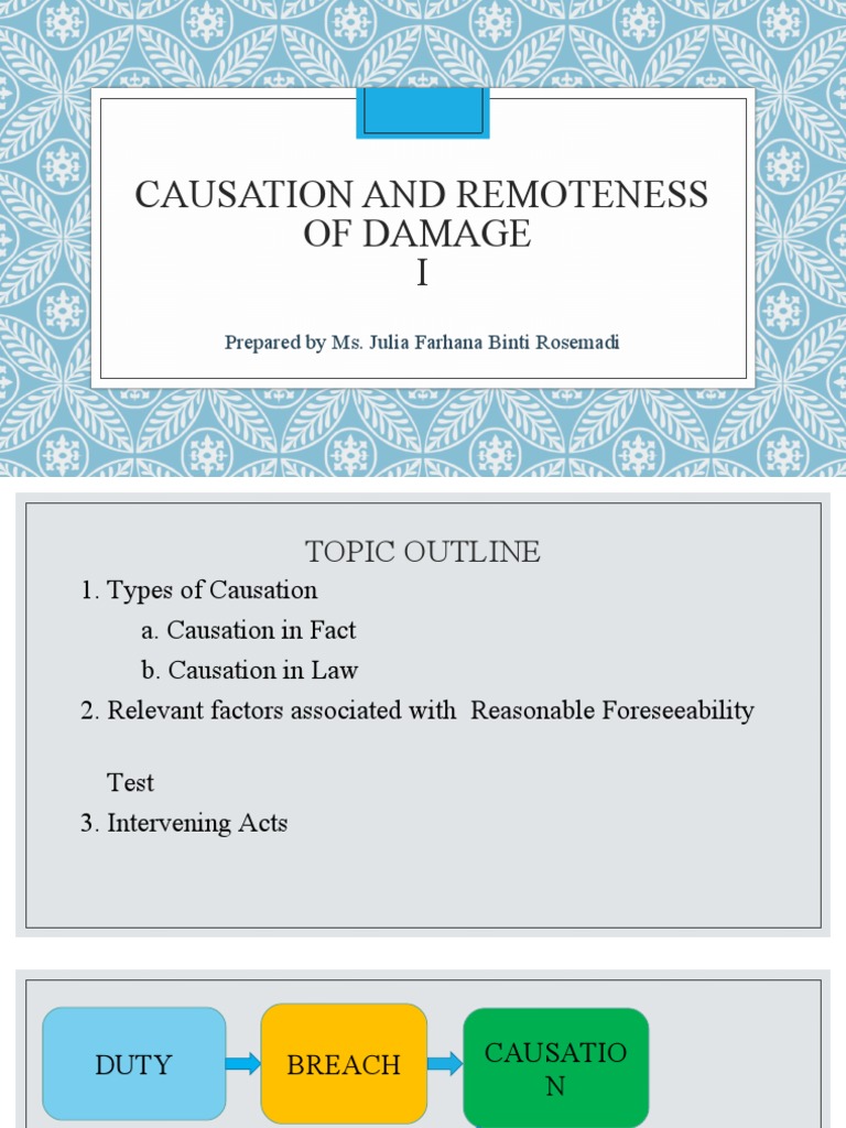 CHAP 5A - Causation and Remoteness of Damage I | PDF | Negligence | Causation (Law)