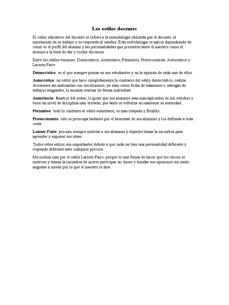 Los Estilos Docentes Pdf