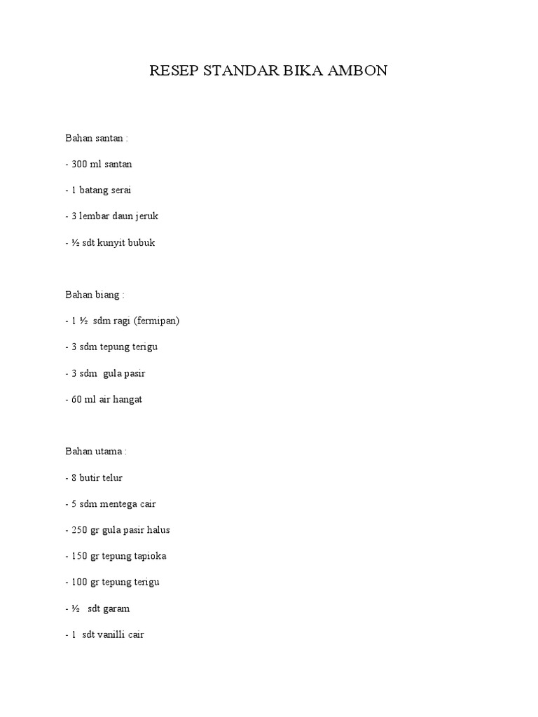 Resep Standar Bika Ambon | PDF