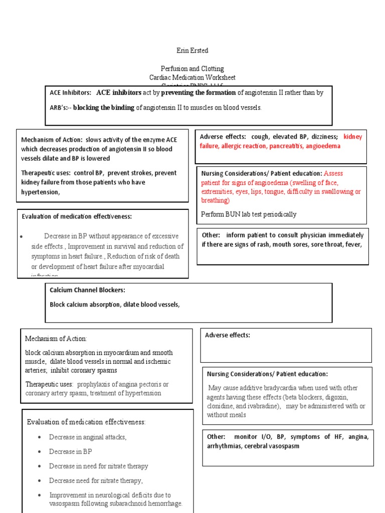 Cardiac Medications Template | PDF | Heart Failure | Heart