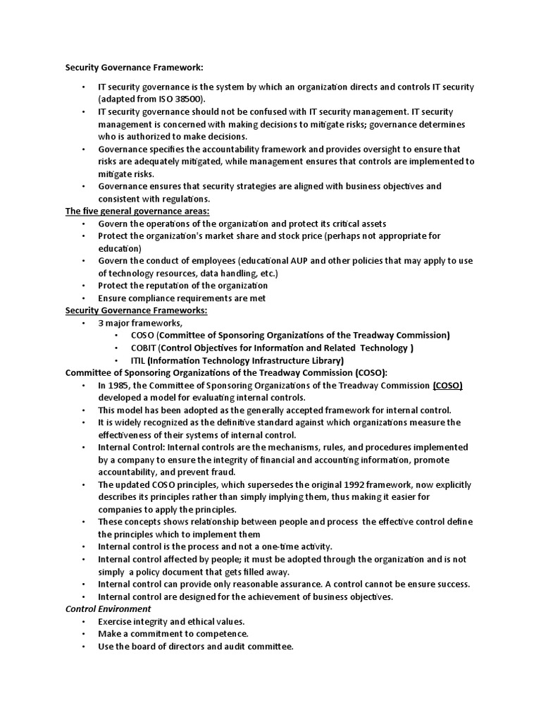 IT Security Governance Framework Overview | PDF | Internal Control ...