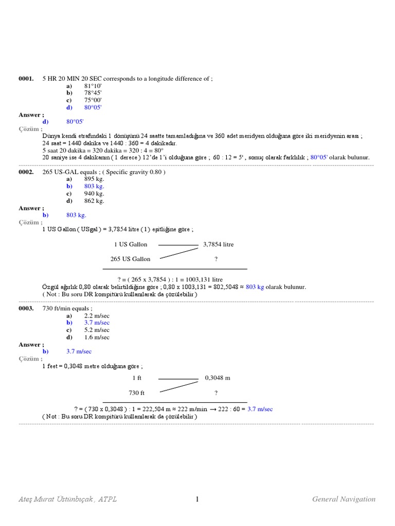 Ateş Gen. Nav. (696 Soru) | PDF