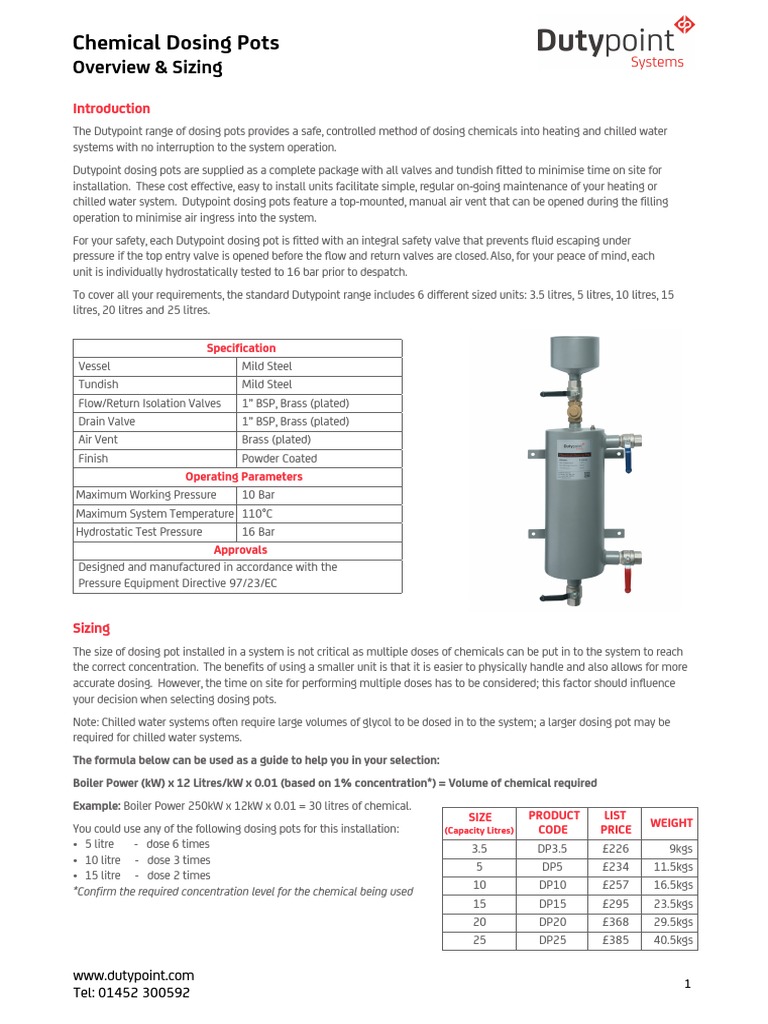Chemical Dosing Pot Sizing Guide | PDF | Valve | Energy Technology
