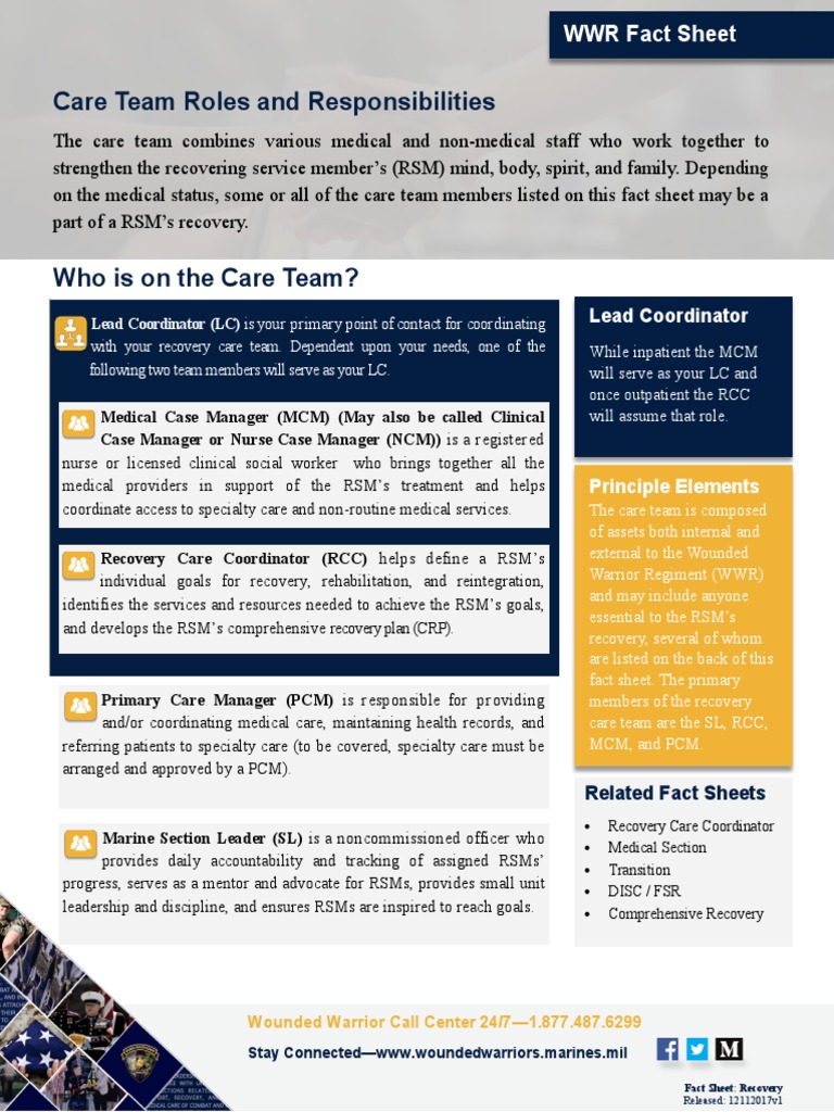 Care Team Fact Sheet (Recovery) - Released 12112017 | PDF | Nursing ...