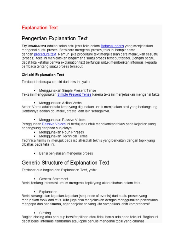 Ciri dan Struktur Explanation Text | PDF