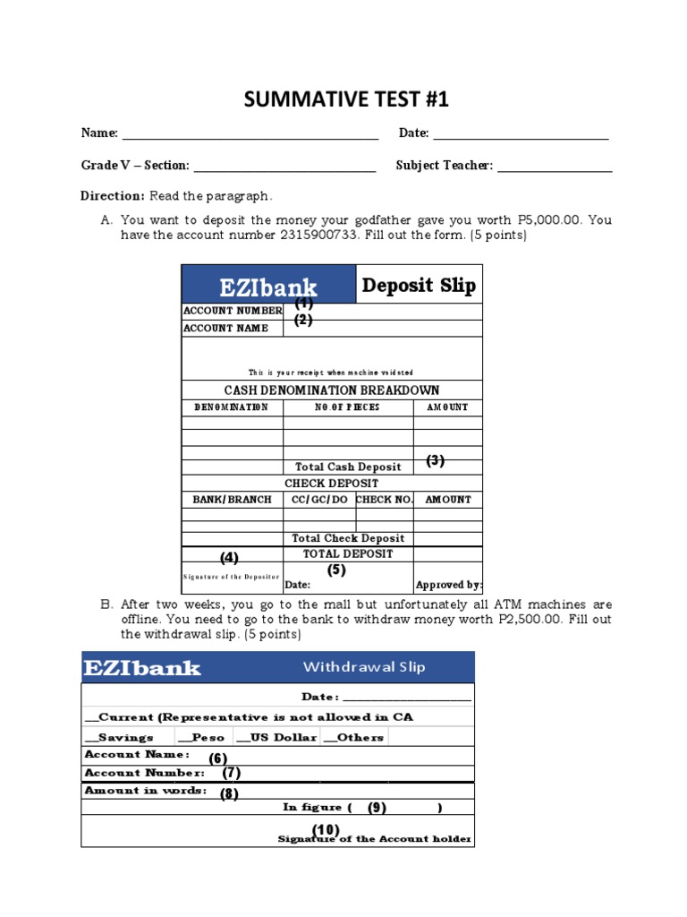 Summative Test 1 | PDF | Money | Financial Services