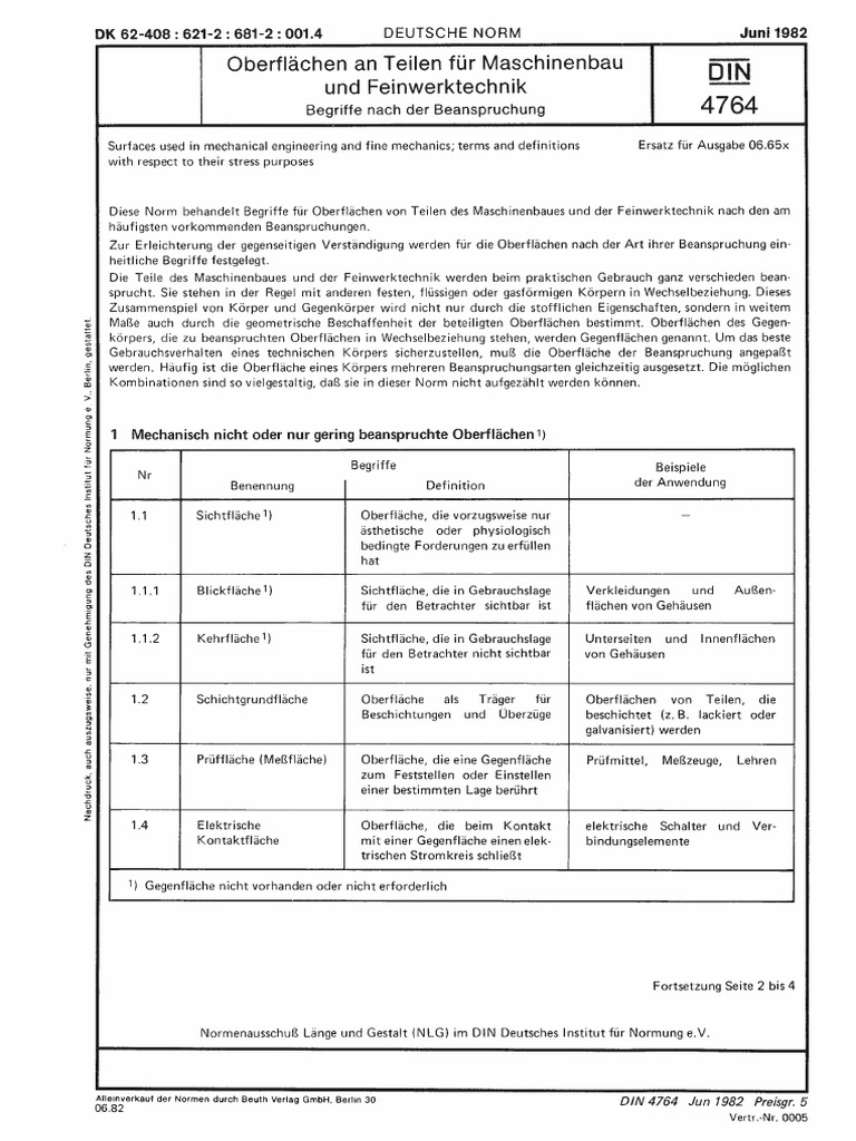 Din 4764 1982-06 | PDF