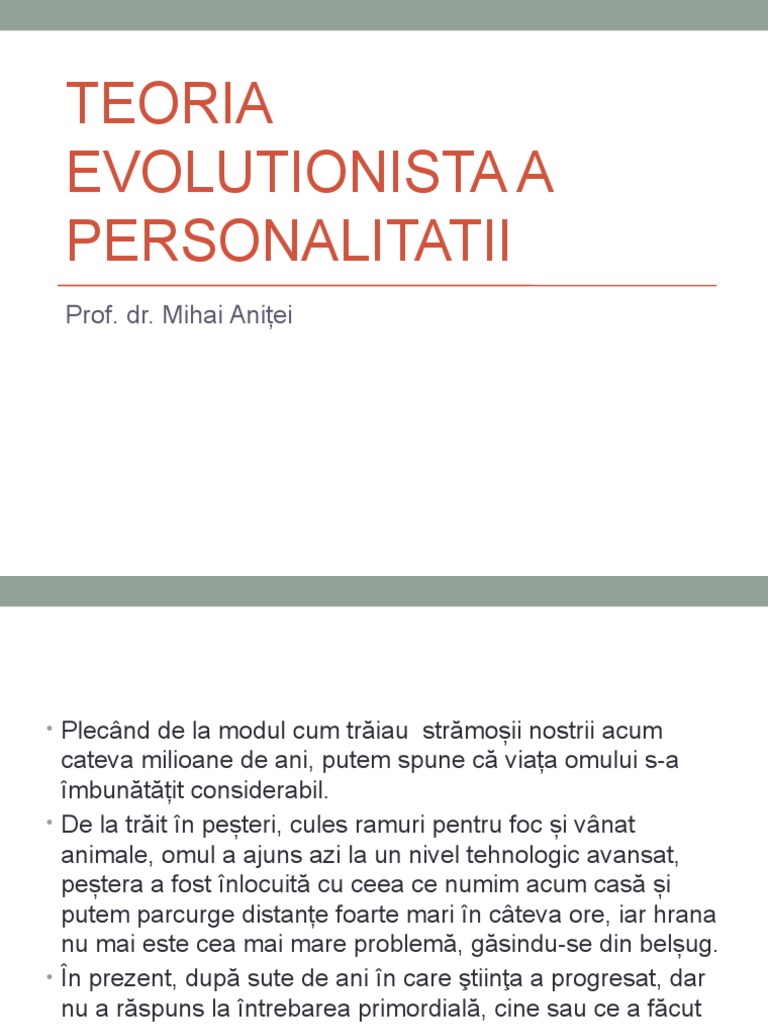 Teoria Evolutionista A Personalitatii | PDF