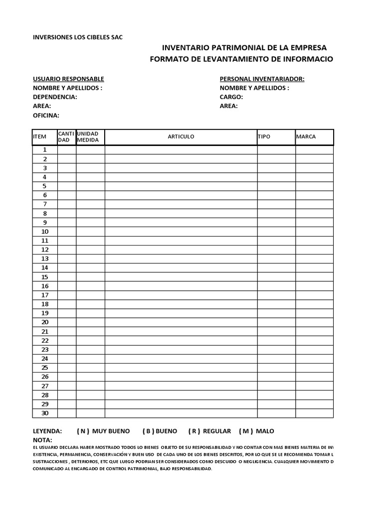 Formato para Toma de Inventarios | PDF | Business