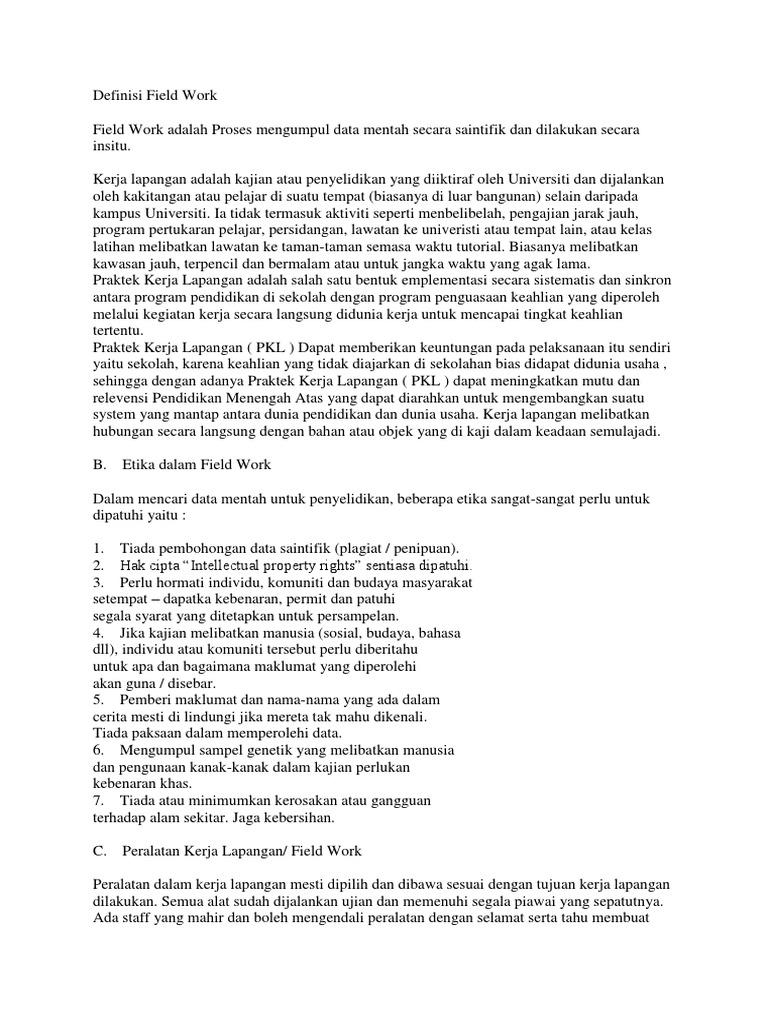 Definisi Field Work | PDF