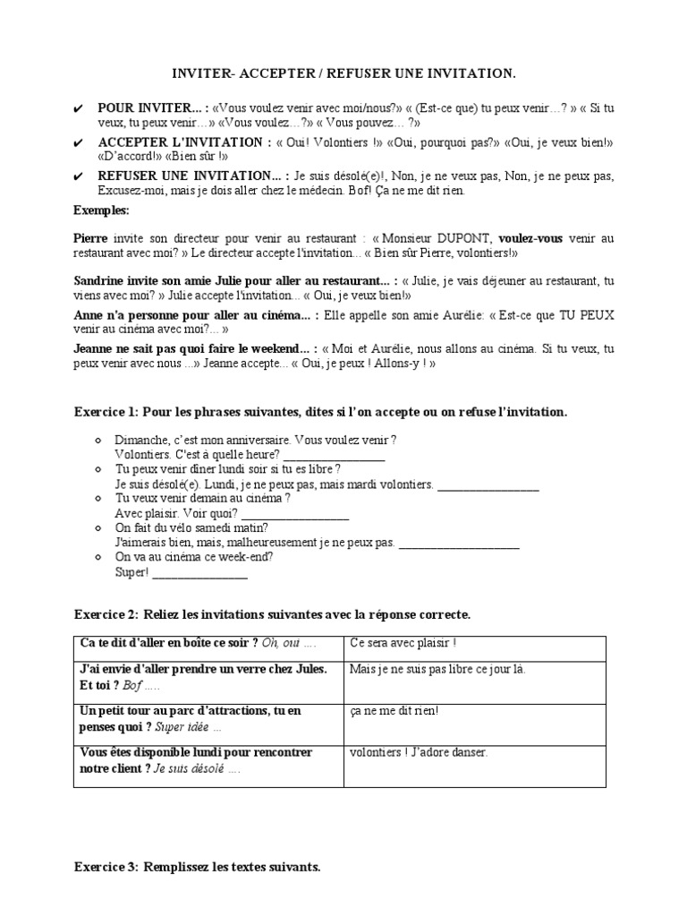 Accepter Refuser Invitation | PDF