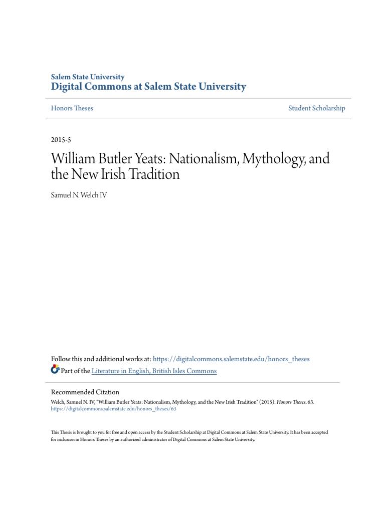 William Butler Yeats - Nationalism Mythology and The New Irish T | PDF ...