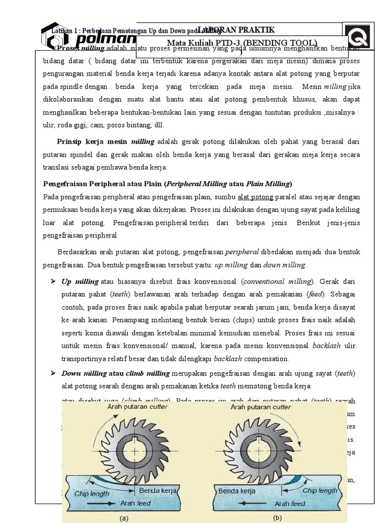 Perbedaan Up Milling & Down Milling | PDF