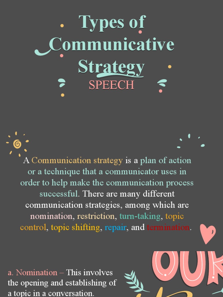 Types of Communicative Strategy | PDF | Conversation | Human Communication