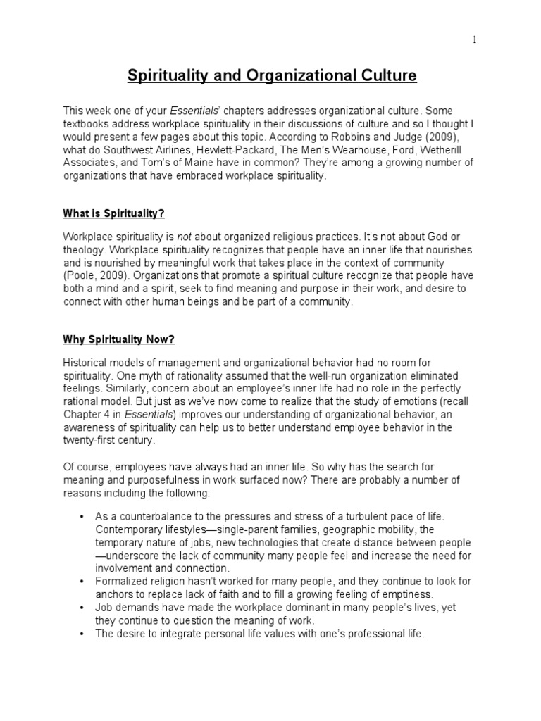 Workplace Spirituality | PDF | Spirituality | Employment