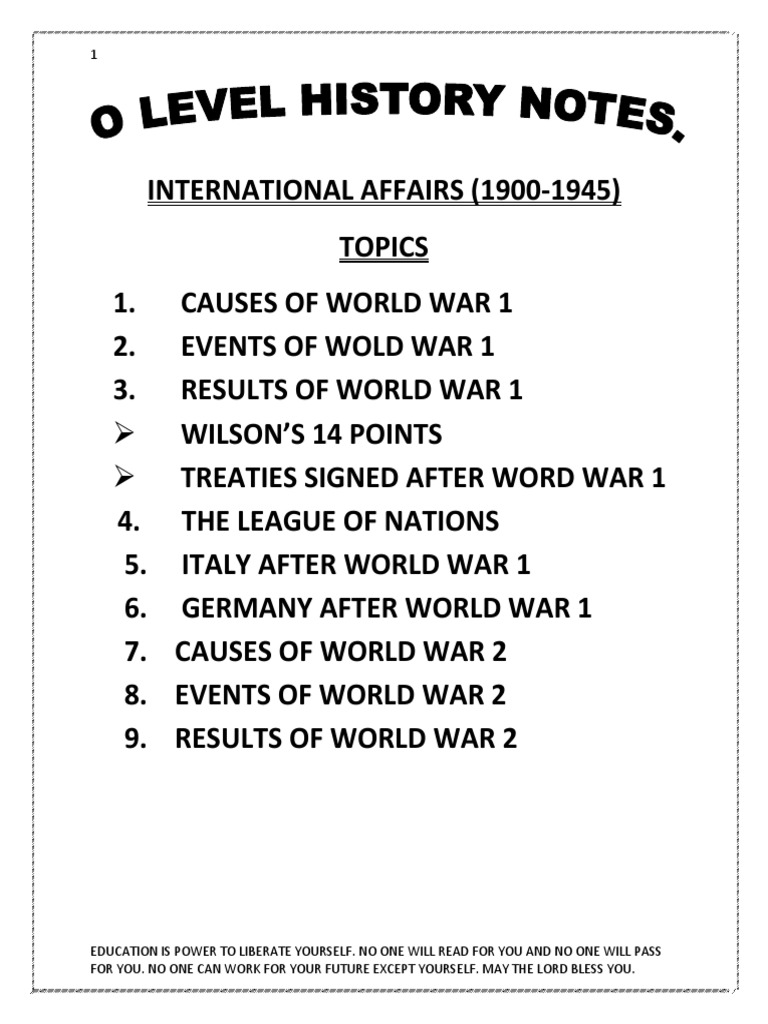 O Level History Notes. International Affairs.-1 | PDF | Allies Of World ...