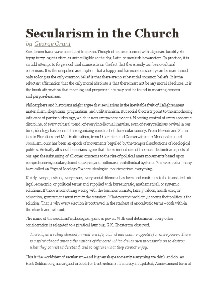 Secularism in The Church | PDF | Secularism | Ideologies