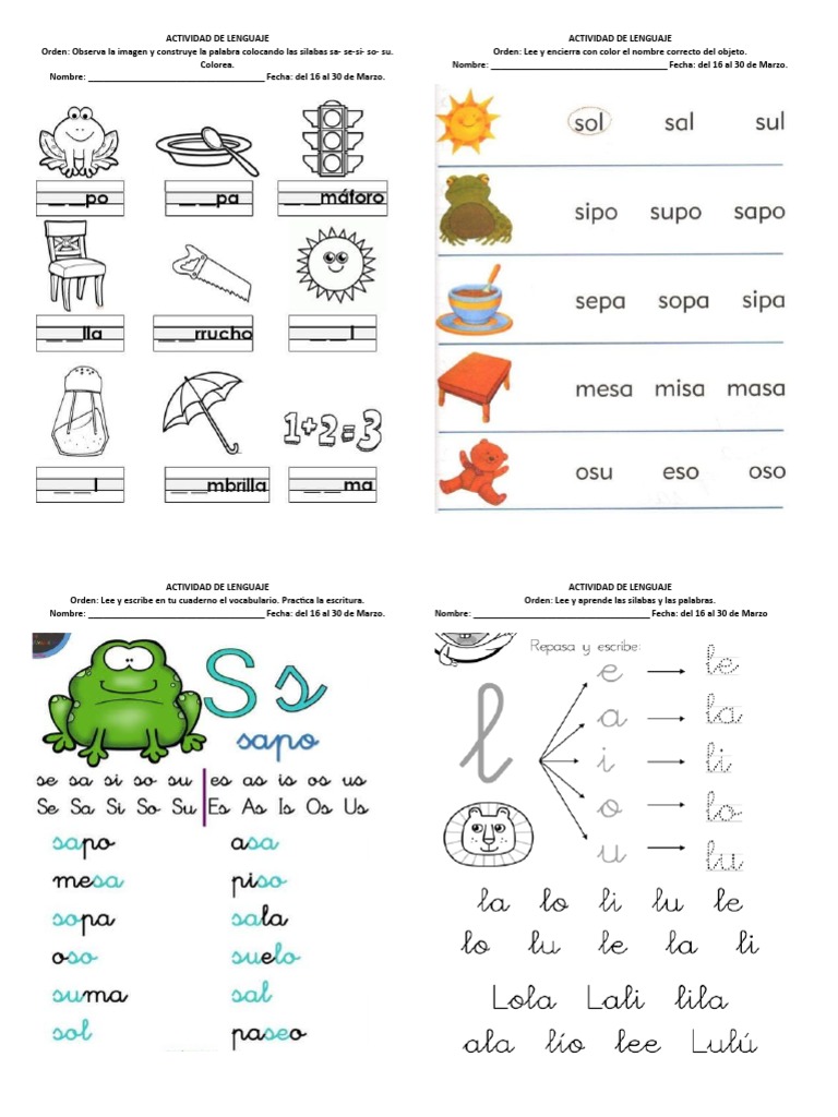 Actividad de Lenguaje 1° | PDF