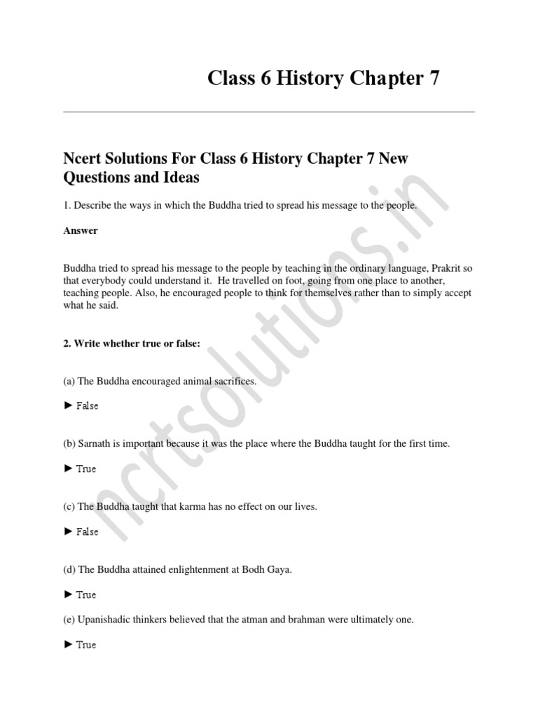 Class 6 History New Question and Ideas Solution | PDF | Gautama Buddha ...