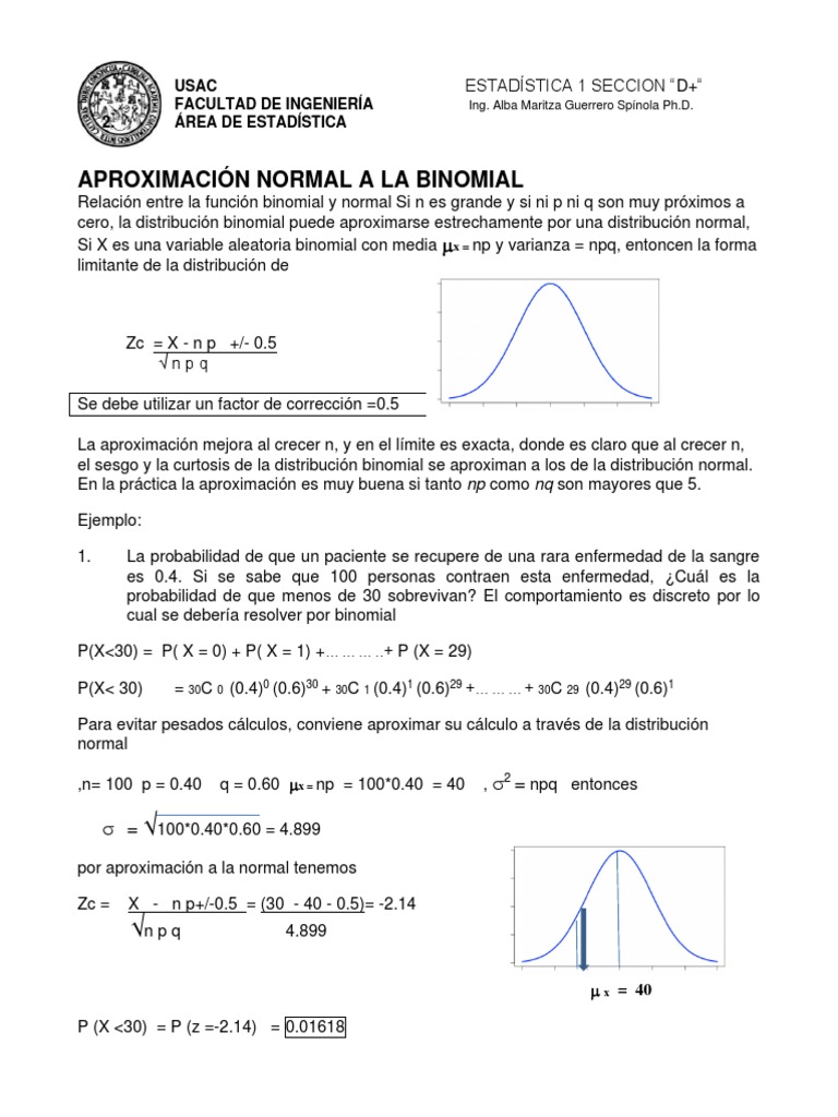 Aproximación Binomial Normal | PDF | Distribución normal | Diferencia