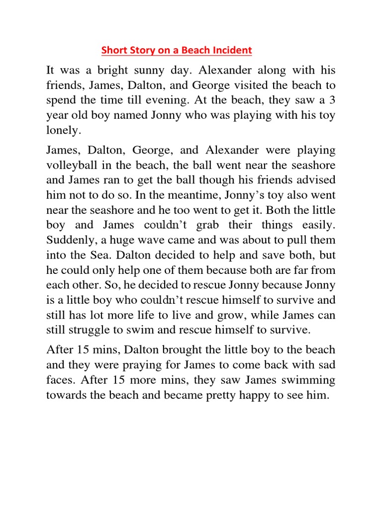 A Short Story On A Beach Incident | PDF