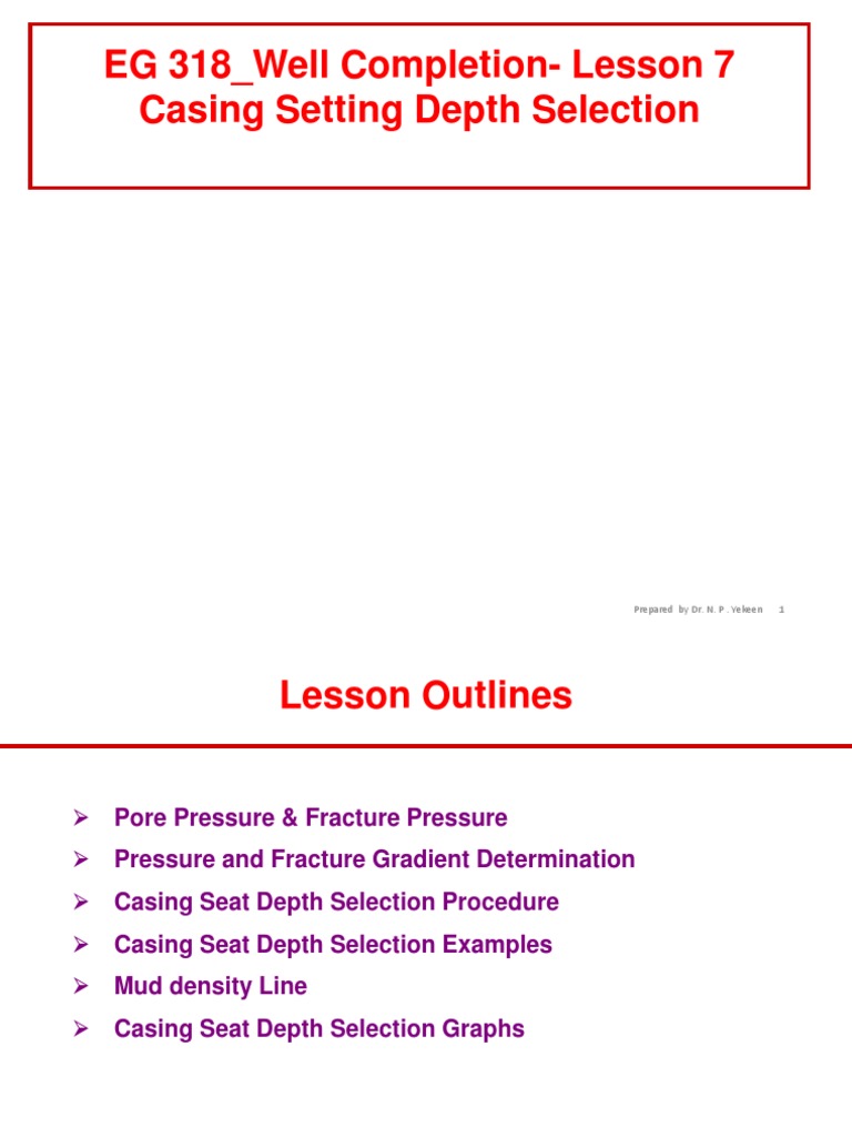 Lesson 7 Casing Setting Depth Selection | PDF | Casing (Borehole ...