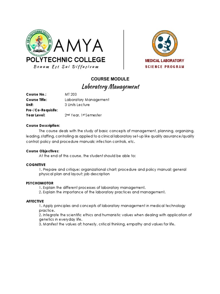 Lab Management Module 1 | PDF | Goal | Decision Making