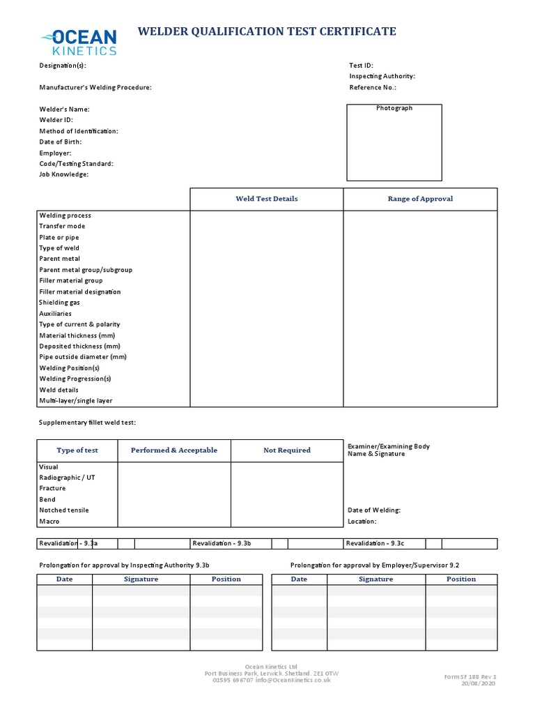 Welder Qualification Test Certificate | PDF | Welding | Construction