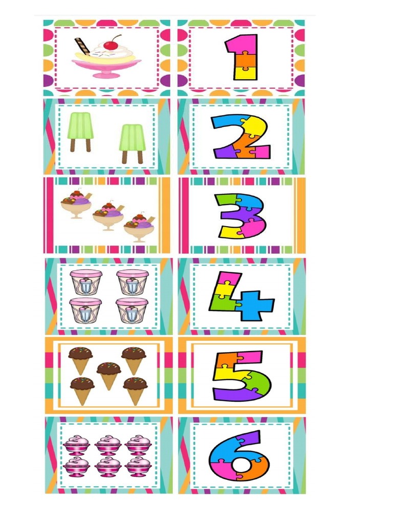 Asociación Números-Helados 1 Al 10 | PDF