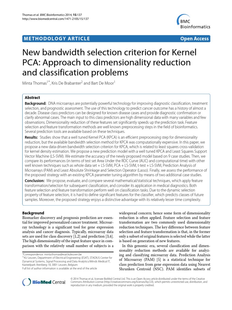 New Bandwidth Selection Criterion For Kernel Pca Approach To Dimensionality Reduction And