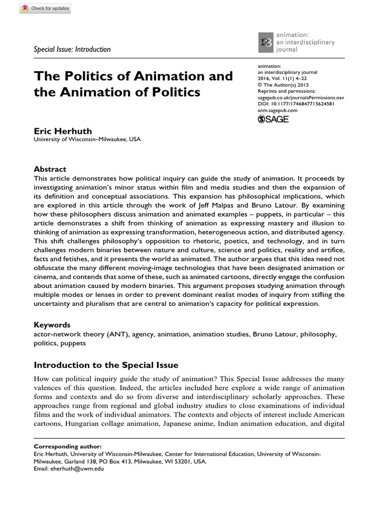 The Politics of Animation | PDF | Animation | Sociology
