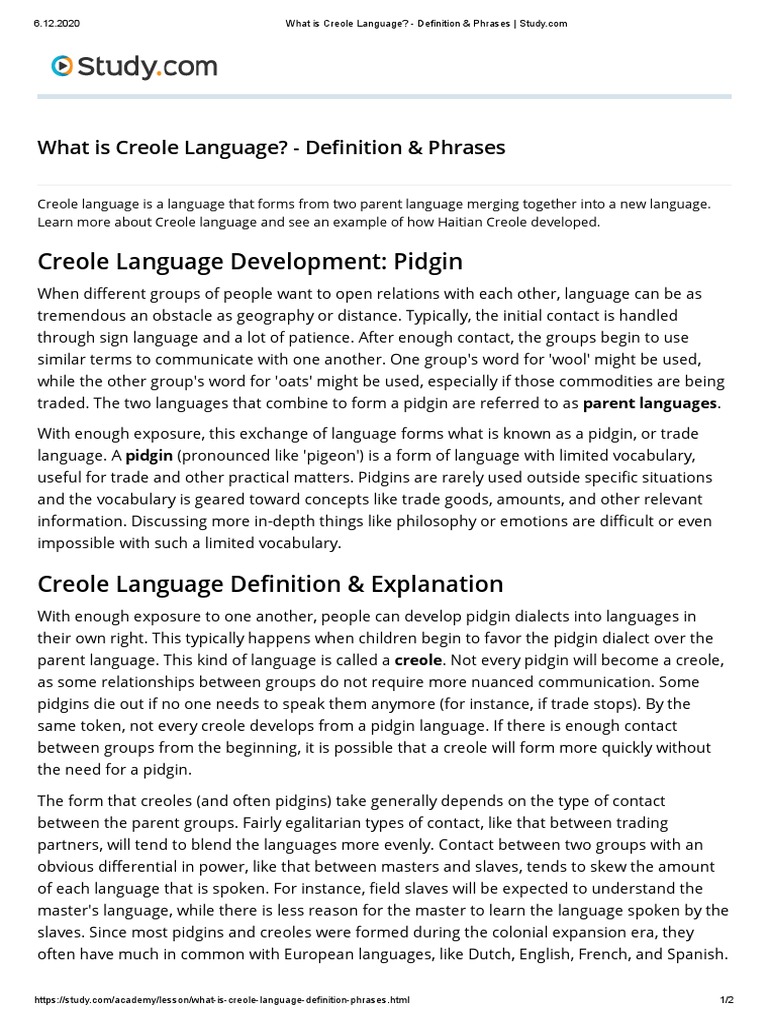What Is Creole Language - Definition & Phrases | PDF | French Language ...