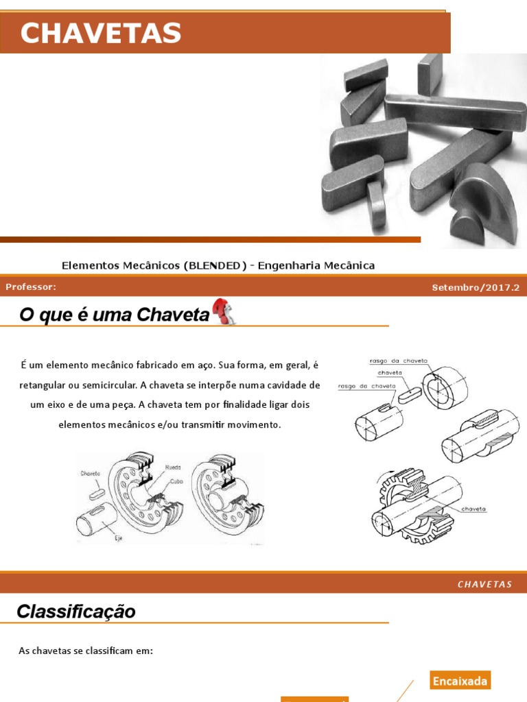 Tipos e Aplicações de Chavetas | PDF | Máquinas | Engenharia Mecânica