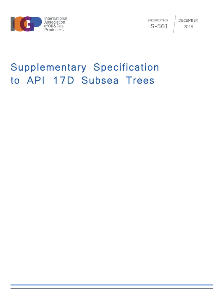 Supplementary Specification To API 17D Subsea Trees: December | PDF ...