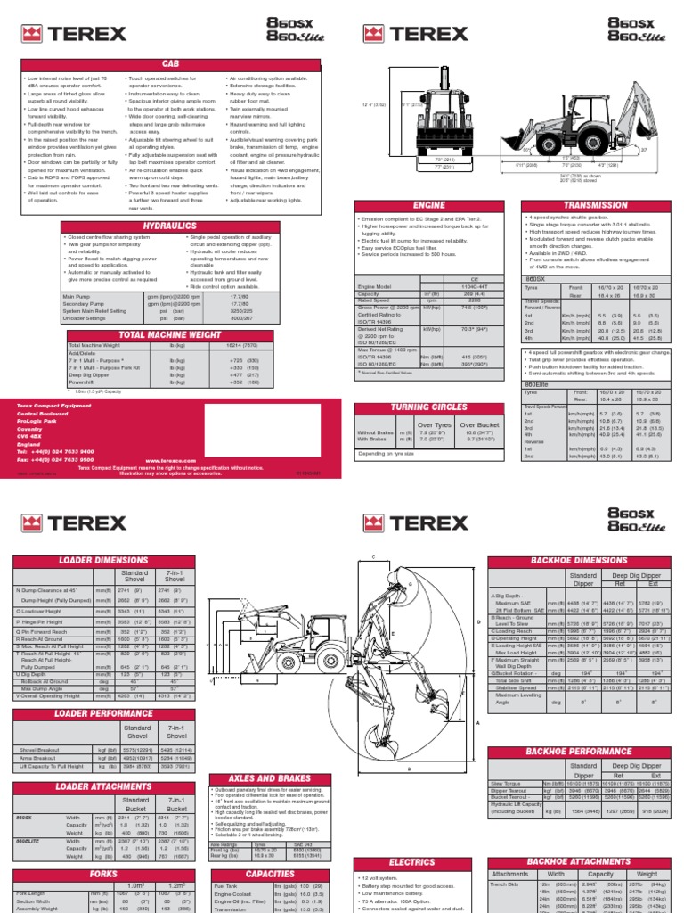 Terex 860 SX, 860 Elite | PDF | Transmission (Mechanics) | Transport