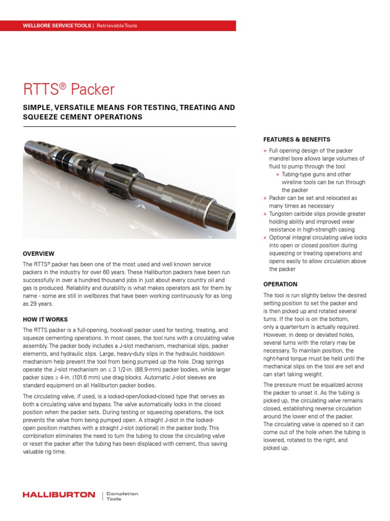 Rtts Packer: Simple, Versatile Means For Testing, Treating and Squeeze ...