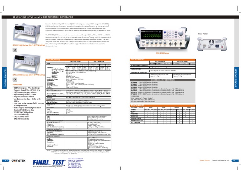SFG-2000Series Generador de Funciones | PDF | Frequency Modulation ...