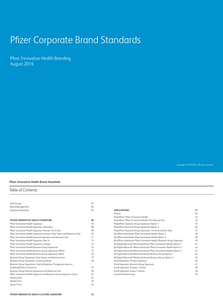 Pfizer Innovative Health Brand Guidelines Aug 2016 | PDF | Typefaces ...